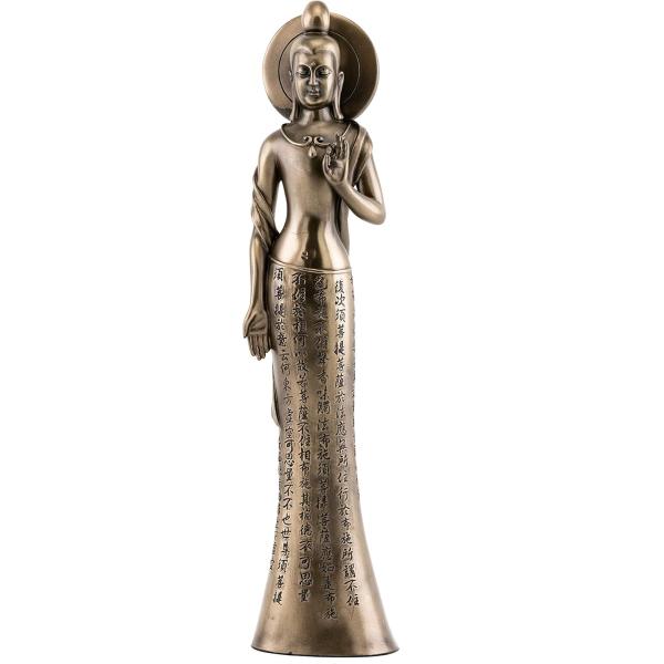 セール！即納！お経が刻印された衣装を纏った観音菩薩像 プレミアムコールドキャストブロンズ製風慈悲と慈愛の女神観音彫像 高さ28.6cm 仏像彫刻ホーム置物 プレゼント贈り物輸入品-------------------Top Collecti...
