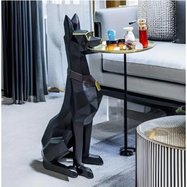 ゴールド色のトレイを咥えた、ドーベルマン犬 小物テーブル彫像 オーナメント置物装飾ホームデコ プレゼント 贈り物輸入品----------------------------Doberman dog holding a gold tray ...