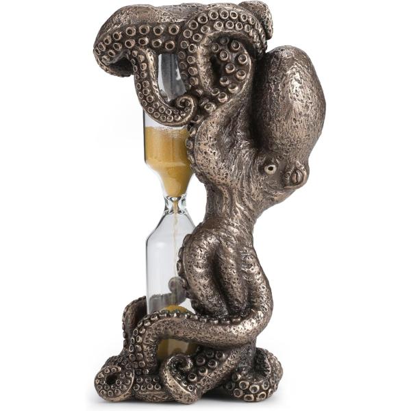 【ヴェロネーゼ製 タコ（蛸）の砂時計彫像 ブロンズ風置物彫刻 彫像 貴賓室サウナ スパ 記念品 プレゼント 贈り物（輸入品)】------------------------------【Veronese Design 4.5" Octop...