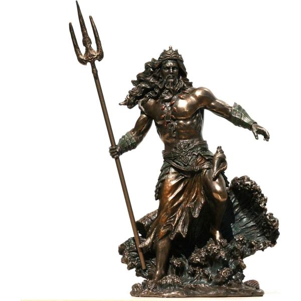 セール！即納！【砕ける波の上に立つ古代ギリシャの神 ポセイドン彫像 高さ50cm アンティーク・ブロンズ風仕上げ像 装飾彫刻(輸入品)】-------------------------------【Veronese Design 7 7/...