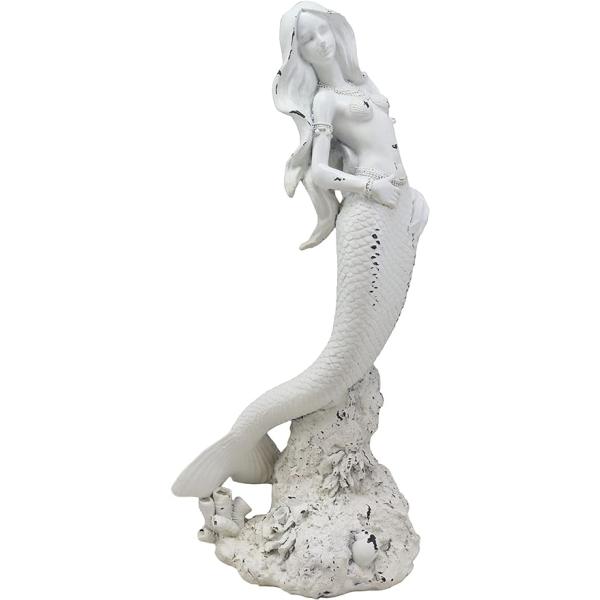 サンゴ礁の上に立つ人魚姫プリンセスマーメイド アリエル ストーン風仕上げヒトデ岩盤 彫像置物 オーシャン アクアマリン 女神 装飾彫刻 プレゼント贈り物輸入品----------------------Ebros Gift Stone Fi...