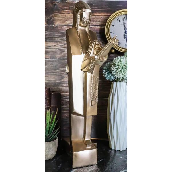 高さ 約４３cm フランク・ロイド・ライト建築 ネイティブアメリカン戦士酋長ナコミス像父が息子を教えるアーチェリーの弓と矢 直線芸術レプリカ彫刻 アート工芸 プレゼント贈り物輸入品------------------Ebros Gift 1...