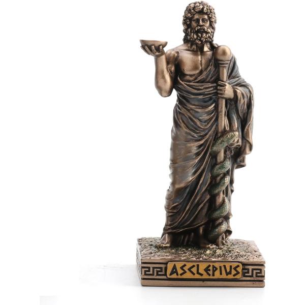 ギリシャの神々 ミニチュアフィギュア アスクレピオス彫像 ブロンズ風 インテリア装飾アート工芸 医師 病院 診療所 医学生 ギフトプレゼント 贈り物 輸入品-------------------Veronese Design Asclepi...