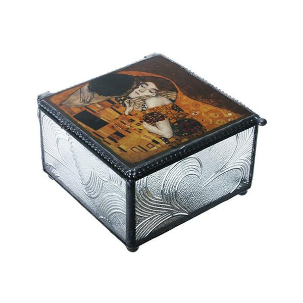 セール！即納！グスタフ クリムト「接吻」アートにインスパイアされた装身具ジュエリーボックスドレッサー アートグラス 工芸装飾 化粧室 コレクション ギフト贈り物 輸入品----------------------Gustav Klimt "...