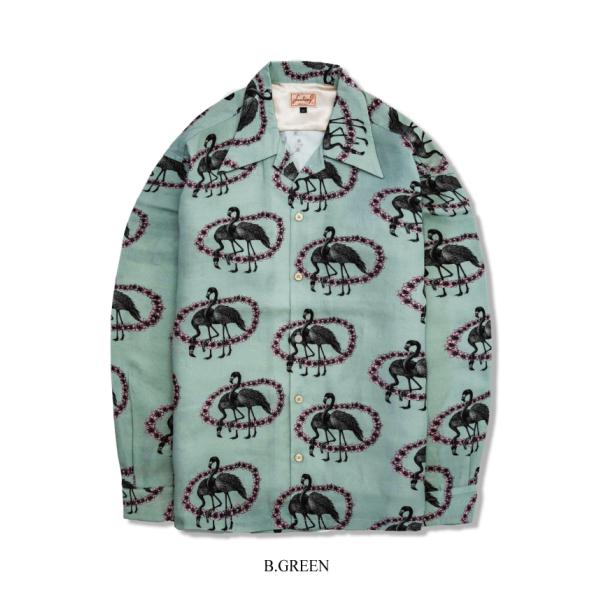 DRESS HIPPYよりFLAMINGO L/S HAWAIIAN SHIRTがリリース。点描画で緻密に描かれたFlamingo。吸湿性の素材なので一年を通してサラサラの素材感です。