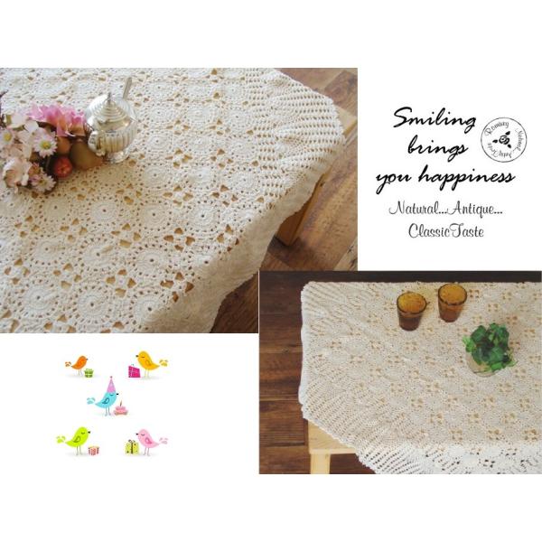 テーブルに掛けたり、ソファーに掛けたり・・壁に飾ったり、テレビや洗濯機などの家電の目隠しや無造作に置いてあるだけでもインテリアになる素敵なクロシェ。あれこれ使い勝手のいいクロシェのトップクロスです。 丸いモチーフがとてもおしゃれで、手編みな...