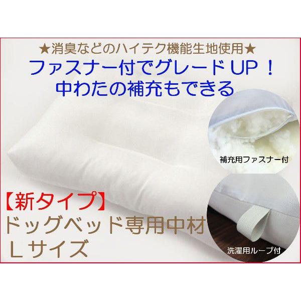 ★当店ドッグベットカバー専用の中材です。(当店のドッグベッドは全て中材とカバーが別売りです。）●安心安全なヘタリに強い抗菌防臭ポリエステルつぶわた使用。（テイジンフィルケア）●詰めワタを出し入れできるようファスナー式になっているので愛犬の好...