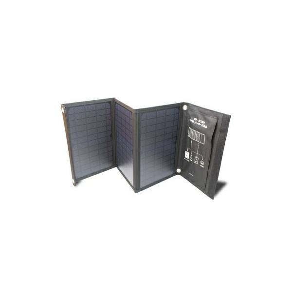 太陽光ですぐ充電。アウトドアや緊急時・非常時に大活躍●太陽光を電力に変換して、ポータブル電源やスマートフォン等を充電出来る便利なソーラーパネルです。●高品質なパネルを3枚搭載し、最大21Wの出力を誇ります。●折り畳めばコンパクトなバッグ状に...