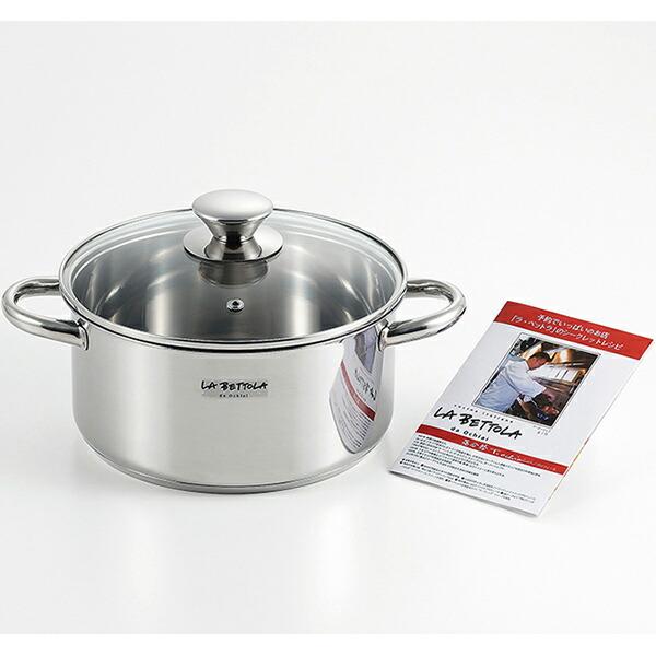 ステンレス製なのでお手入れしやすく、清潔にご使用いただけます。普段使いに便利な標準サイズ。調理中の様子が確認しやすいガラス蓋。落合シェフ監修のミニレシピ付。ガス火・IH電磁調理器100V・200V対応。【サイズ等】約295×215×160m...