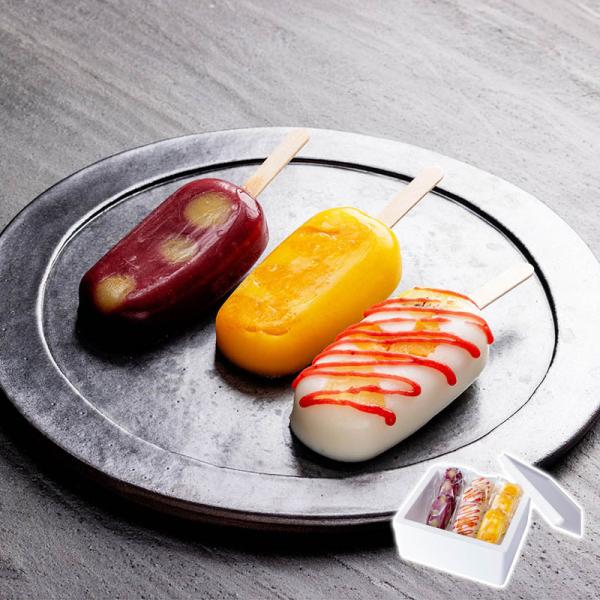 吉野本葛を使用した夏にピッタリの冷たい和スイーツ。お好みの硬さに解凍してお召し上がりください。箱サイズ(cm)：12×21×12cm現品・内容・サイズ・材質：フルーツ3本、みかん3本、ぶどう3本製造生産地：兵庫県賞味期間：出荷日より冷凍30...