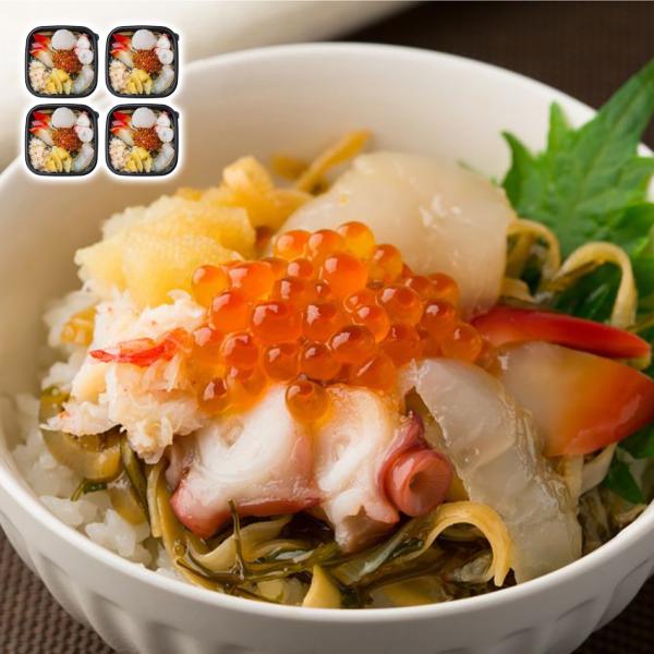 7種類の海鮮具材をあしらった豪華松前漬けです。個食タイプになっております。内容量：七種海鮮松前漬け（帆立、ヒラメ、ホッキ貝、ズワイガニむき身、タコ、味付数の子、いくら醤油漬け、松前漬け）100g×4製造生産地：北海道賞味期間：冷凍180日ア...