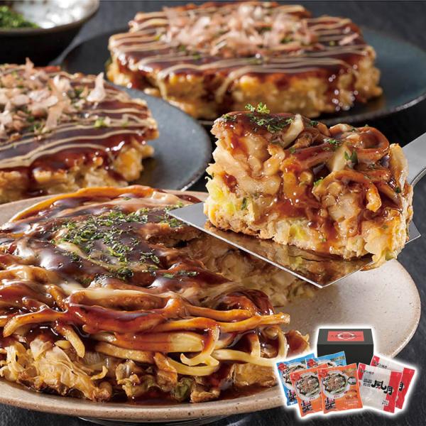 大阪で人気のお好み焼き店「ゆかり」と「鶴橋風月」のお好み焼き味比べセットです。職人が1枚ずつ手焼きで仕上げた、本場大阪の味がレンジで簡単にお楽しみいただけます。内容量：ゆかり(もちチーズ焼・海鮮焼)×各2、鶴橋風月(モダン焼き)×2(計6)...