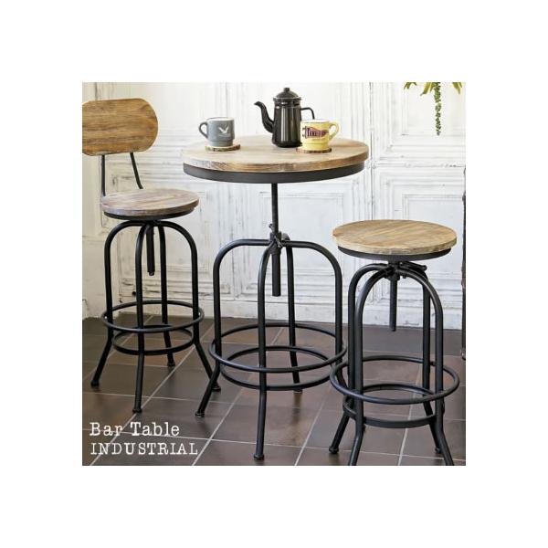 ◆ビンテージ加工の木製天板が渋いインダストリアルバーテーブル◆(お揃いのチェア2種も販売中！)工業製品のような重厚さを活かしつつ、日常で使えるようにデザインされた「INDUSTRIAL（インダストリアル）」シリーズのバーテーブル。ヴィンテー...
