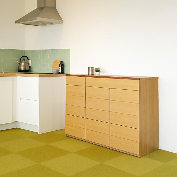 キッチン収納 食器棚 カップボード 完成品■ 間仕切りキッチン カウンター下収納 おしゃれ■ 送料無料（エリア条件あり）■ 国産 日本 完成品 背面化粧仕上げ■商品の大きさ  　幅135　奥行47　高さ95.8 cm下段深引き出し内寸(約)...