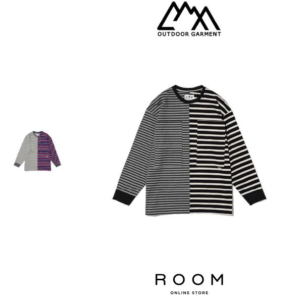 -商品説明-24SSにリリースした色違いのボーダーを中心で分けた丸胴タイプのＴシャツ同型。今回は左右の大判胸ポケを施した。The same type of round-bodied T-shirtwith a border of di?er...