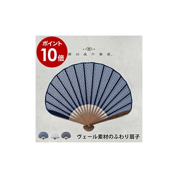 ■ 西川庄六商店 / ヴェール素材のふわり扇子【関連キーワード】マイクロドットを散りばめたチュール生地の扇子。品の良さが際立つ大人の扇子です。