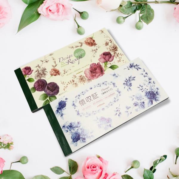 バラが美しく、領収書をお渡しした方に好印象を与えるデザイン領収書♪小切手サイズでノーカーボン・2枚複写式、ミシン目で綺麗に切り離せます。40シート入り。※ブルーローズのみ英語と日本語で表記された軽減税率対応領収証。【仕様】サイズ：18×8....