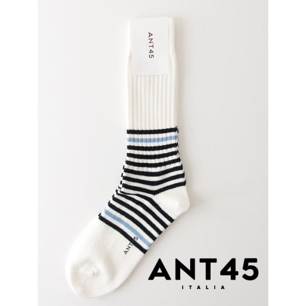 2021年デビューの新鋭ソックスブランド「ANT45/アント クワランタチンクエ」より、久々に楽しいソックスが入荷しました。リブ編みにボーダーのアクセント、普通程度の厚みのカジュアルソックスです。履くたびに気分が高揚するソックスを是非お試し...