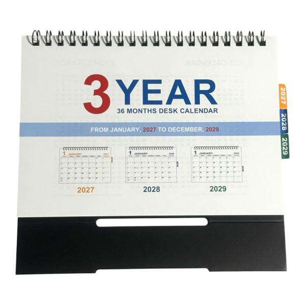 2027年から2029年までの3年間使用可能なデスクカレンダー。デスクに置くタイプなので、壁に穴が開くことはございません。予定が書き込めるので便利です。- モデル: 3年デスクカレンダー-  日曜始まり- 期間: 2027年1月から2029...
