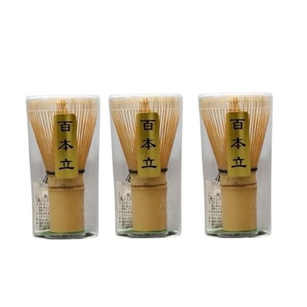 青竹を太陽光に晒すことで白くした竹です。茶筅（百本立）3個セットです。サイズ/　茶せん　10.5×6.3cm送料は全国無料です。発送は定形外郵便となります。発送は毎日お昼と夕方の２回行っております。ほとんどの地域で３日後の到着ですが土日祝が...