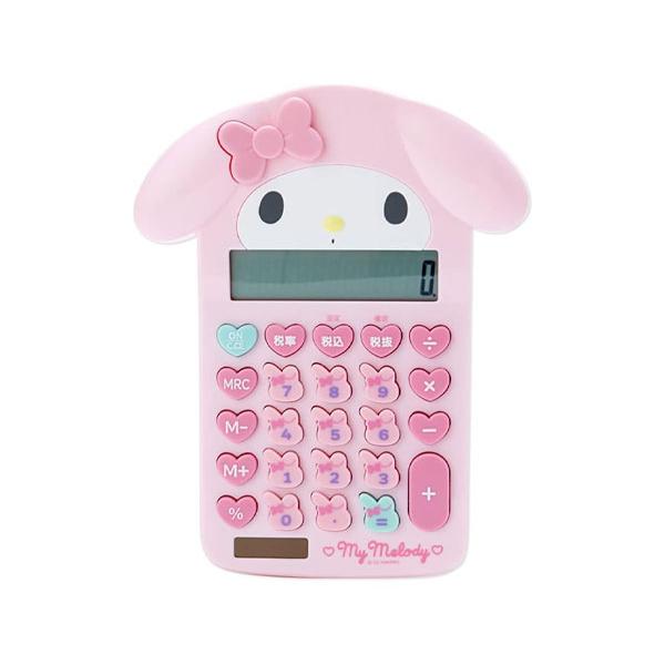 サンリオキャラクターズの可愛いフェイス形キー電卓 登場しました！使うのが楽しくなるステーショナリー☆キュートなフェイス形でお目立ち度バツグン★押しやすいキーボタンで計算作業もサクサクこなせそう♪カラー：マイメロディサイズ：約14×2.5×1...