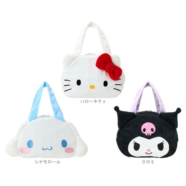 サンリオキャラクターズのフェイス形保冷ランチバッグ登場しました！キャラクターたちのフェイスがそのままバッグになった、愛らしさ満点なデザイン★ウェットティシュや保冷剤などを入れられる便利なポケット付き♪カラー：ハローキティ・シナモロール・クロ...