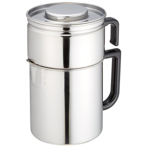 【商品概要】<b>サイズ:</b> 直径13×高さ21cm、容量/上容器1L、下容器1.2L<b>重量:</b> 700g<b>素材:</b> 本体/18-8ステンレス...