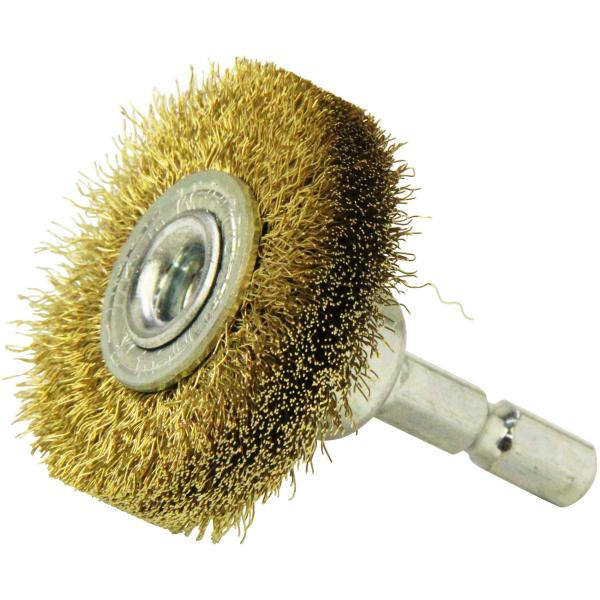 【商品概要】用途:鉄のサビ落とし・塗装はがし・バリ取り、パイプの内面研磨クリーニング、変木・木の根などの仕上げ軸径:6.35mm六角軸直径:約40mm対応機種:電気ドリル・インパクトドライバー材質:真鍮製【商品説明】【商品詳細】ブランド：S...