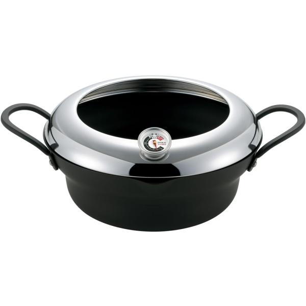 【商品概要】サイズ:約350×256×107mm、深さ約87mm本体重量:約1125g素材・材質:本体/鉄(シリコン焼付け塗装・底の厚さ1.2mm)、ガード枠/鉄(クロムメッキ)、取っ手/鉄(シリコン焼付け塗装)原産国:日本満水容量:約3....