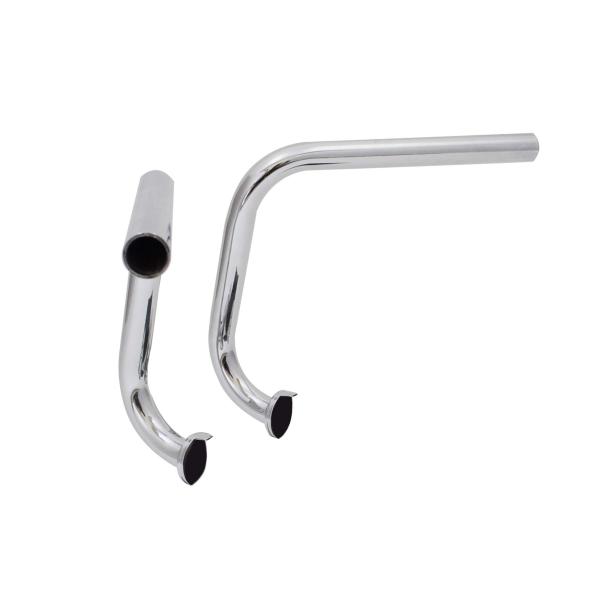 【商品概要】適合車種:汎用　外径φ22,2mm 内径φ18mm肉厚2mm素材：スチール製（STKM13A）カラー：クロームメッキ全幅440mm/全高220mm/内入角度40°/プルバック幅240mm/前倒角度85°/クランプ有効幅100mm...