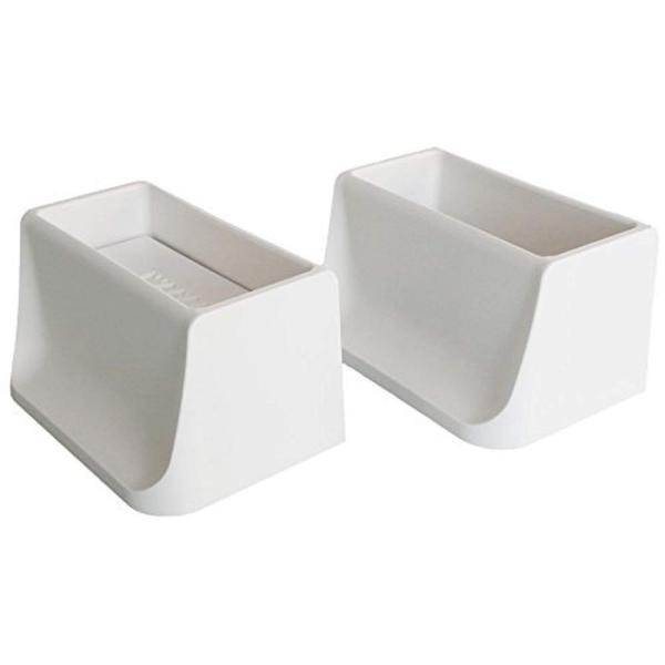 【商品概要】本体サイズ:W98×D50×H50mmセット内容:上下パッド 1セット/調整スペーサー 2枚色:ホワイト材質:パッド/ABS樹脂、スペーサー/ABS樹脂、滑り止めシート/CRゴム、バネ/スチール使用方法:市販の2×4材(断面約3...