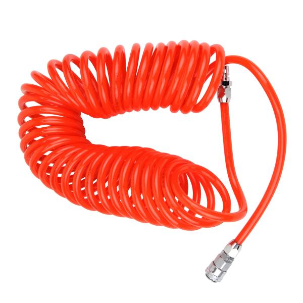 【商品概要】用途:エアーコンプレッサー用ホース特徴:伸縮式で邪魔にならないコイル状のエアホース、大流量タイプサイズ:内径8mm×外径12mm、ホース長:約10m、ホース使用有効長:約7.0m最高使用圧力:0.7MPa材質:ポリウレタン樹脂【...