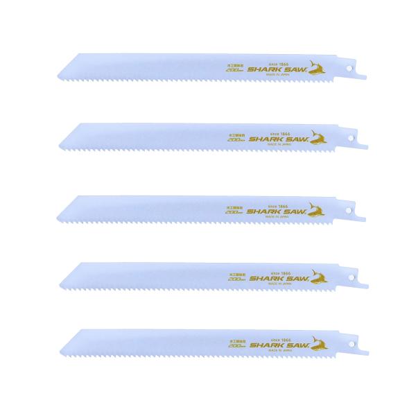 【商品概要】木材・釘入り木材・ALC等の切断に内容:5枚入板厚:1.3mm、全長:200mm、刃渡り:180mm、山数:8山/インチ材質:バイメタル材、刃材:コバルトハイス ※切断能力は使用する電動工具により変わります。製造国:日本【商品説...