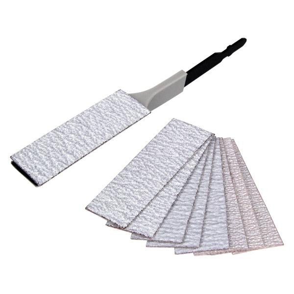 【商品概要】用途:狭所の磨き・研磨作業仕様1:狭所の研磨に最適なフラットタイプ仕様2:取替が簡単なマジック交換式仕様3:ペーパー9枚入り(#60・#120・#240 各3枚)対象機種:SK11 10.8V充電マルチソー(SMS-108V-1...