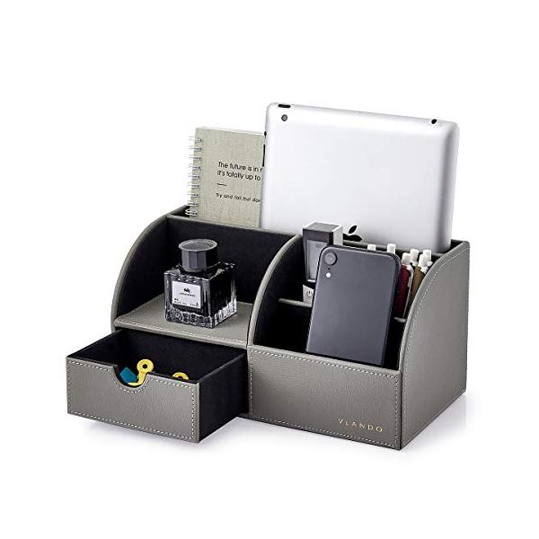 【商品概要】【卓上収納】実用性高いデスクオーガナイザーです。一個だけでデスクを綺麗にします。【多用途】ぺん、ハサミ、のり、リモコン、鍵、携帯などを一括で収納できます。【デザイン】ブルーとグレーがあり、落ち着く感じです。裁縫の技術を採用し、お...