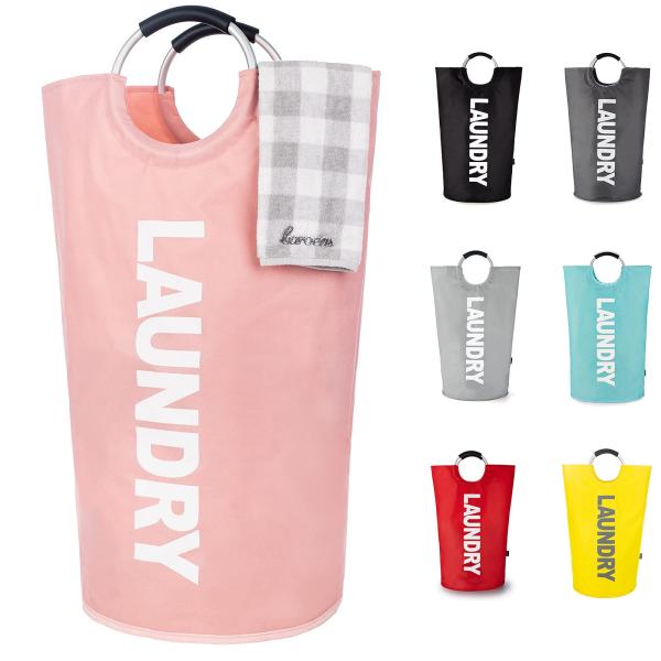 【商品概要】【軽量・アップグレード容量】この洗濯バッグのサイズは直径38cm x 高さ79cmで、容量は82Lからアップグレードして90Lになりました。洗濯かごにコート、シャツ、セーター、タオルなどのご家族すべての衣類を全部入れては可能です...