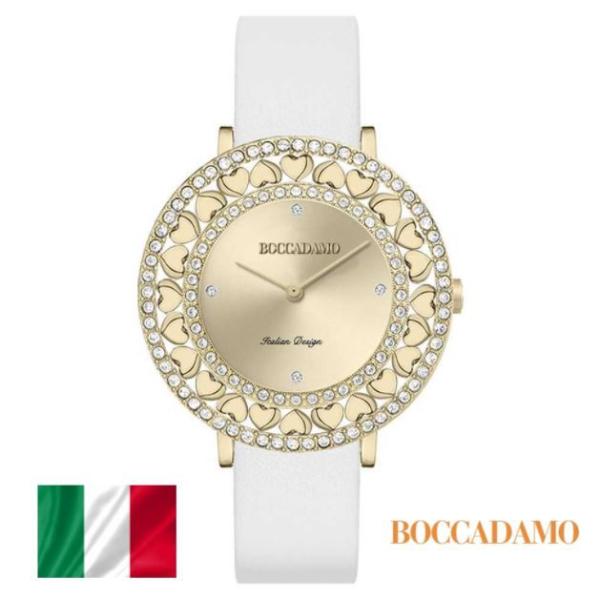 【Boccadamo Promesse コレクション】毎日をきらめかせるハートウォッチ。スワロフスキークリスタルのアワーマーカー、ハートとスワロフスキークリスタルで飾られたローズゴールドカラーケース。他のウォッチでは見られないかわいらしさと...