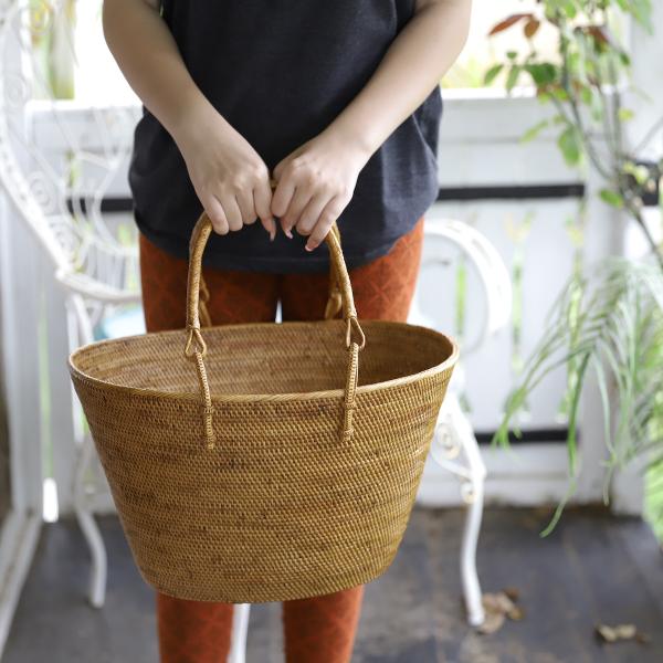 レトロ買物籠 Lサイズ (PNC147)  Rosily(ロージリー) バリ島 アタバスケット キッチン 収納バスケット ピクニックバリ島のアタバッグ・アタランチョンマット・アタバスケット等を販売しているRosily（ロージリー）WEB シ...