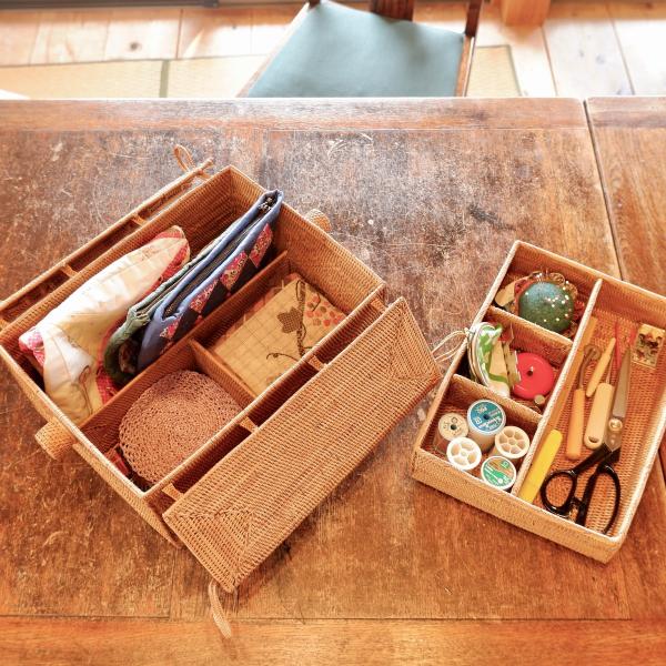 裁縫２点セット Mサイズ (PNC164) Rosily(ロージリー) バリ島 アタかご雑貨 ピクニック コスメ 茶籠 裁縫箱バリ島のアタバッグ・アタランチョンマット・アタバスケット等を販売しているRosily（ロージリー）WEB ショプで...