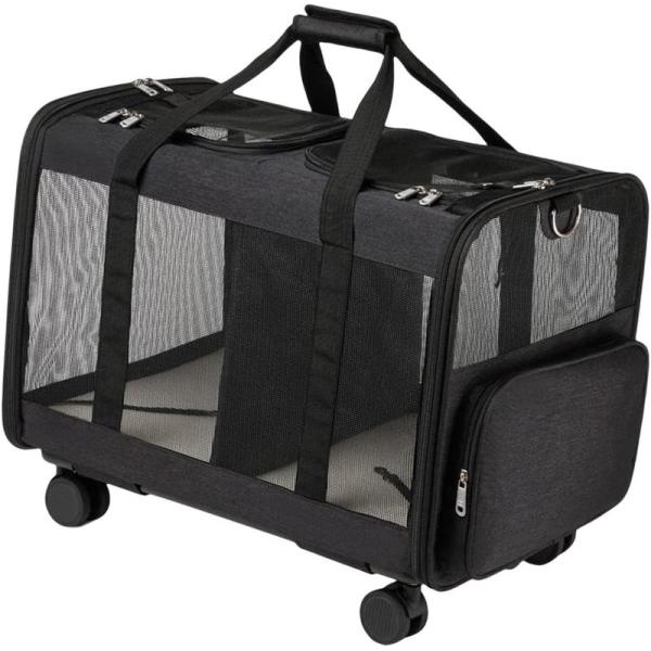 【発売日：2024年07月01日】素材:ペットキャリアは高品質のオックスフォード布でできており、耐久性と耐摩耗性に優れています。特徴：取り外し可能なホイールフレームとトップハンドルの取り外し可能なデザインは、持ち運びと保管が簡単です。容量:...