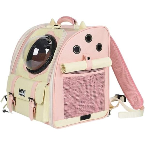 【発売日：2024年07月02日】【通気・ポケット付き】リュックサックの前にはポケットが備え、ペットがお好みのおもちゃやお菓子などのペット用品を入れてとても便利！メッシュ窓と穴があり、ペットに新鮮な空気を与え、窮屈な感じを与えません。窓掛け...