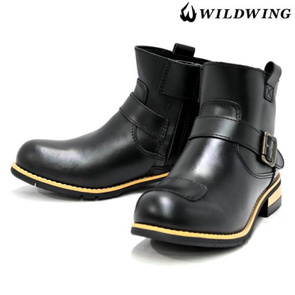 ワイルドウィング ピジョン 本革 バイクブーツ [ブラック] 品番：WWM-0005カラー：ブラックワイズ：4E相当【素材】アッパー：牛革ソール：合成ラバー底【ソール高】つま先部：約13mmヒール(踵)部：約35mmライダーの為に作られたブ...