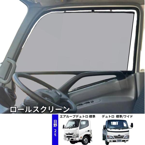 BWトラック用ロールスクリーンメッシュ素材で日差しを和らげてくれます！遮光ネットを窓ガラスと連動させることができるので、装着時も窓を下げれば外に手が出せる便利な日除けの新定番！フックを外すとケースに巻き取られるので収納も楽々！【使用方法】(...