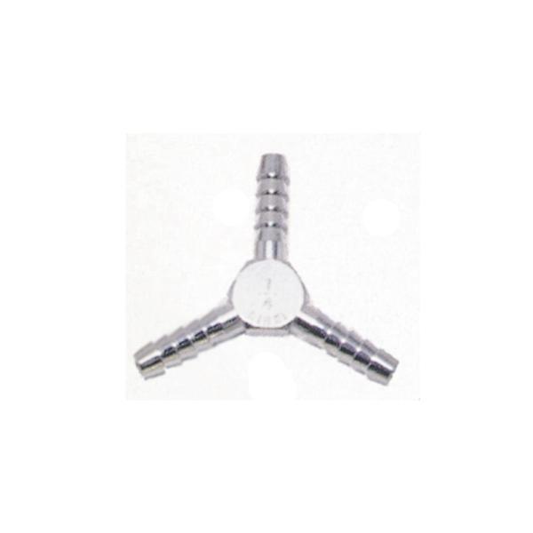 ニッケン T字型ニップル PE-41エアーホーン配管用の三つ又です。エアーホースを分岐する場合にご利用下さい。内径7パイのオレンジホース・ゴムエアーホース用です。JANコード:4968996020111