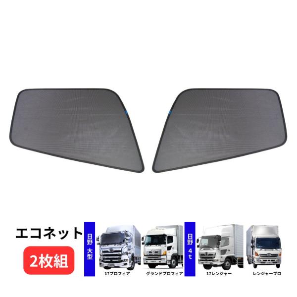エコネット(トラック用網戸)2枚組日野自動車17プロフィアグランドプロフィア17レンジャーレンジャープロトラックの窓枠にはめ込んで取り付けるだけのかんたん装着!温暖化防止のためアイドリングストップされているときに窓あけても虫の侵入を防ぎます...