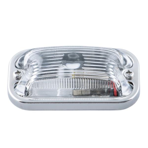 角型マーカーランプ クリア 前方開閉式用 24V6W球付き|633944|ジェットイノウエ【材質】 取付用ボルト/銅ネジ・ナット/ステンレスカバー/ステンレスベース/ステンレスレンズ/ガラスサイズ:横幅約85mmx1縦幅約45mmx厚さ約3...