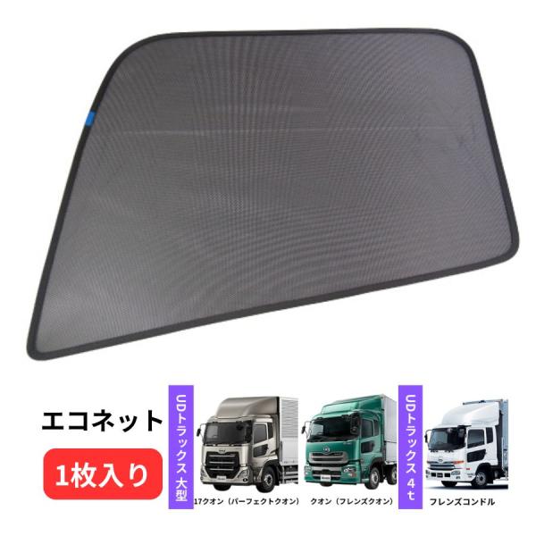エコネット(トラック用網戸)UDトラックス 17クオン クオン用1枚入り【適合車種】UDトラックス17クオンクオントラックの窓枠にはめ込んで取り付けるだけのかんたん装着!温暖化防止のためアイドリングストップされているときに窓あけても虫の侵入...