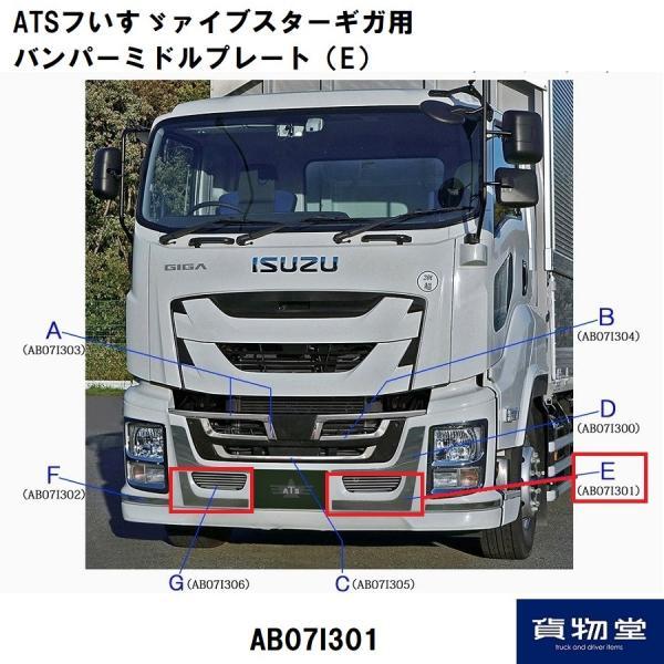 【代引き不可】AB07I301 ATSいすゞファイブスターギガ用バンパーミドルプレート　適合車種:いすゞファイブスターギガ用取付方法:貼り付け材質:SUS430鏡面ステンレス取り寄せ納期：2~5日営業日