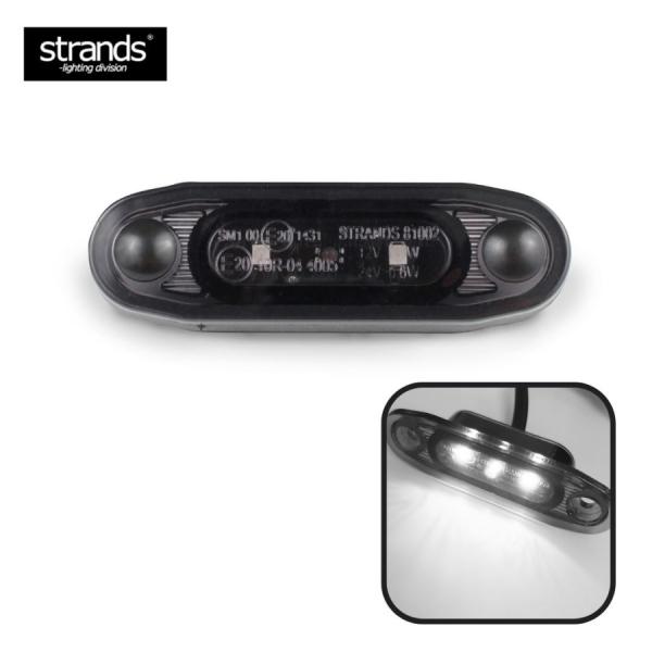 Strands製LEDサイドマーカー【DARK KNIGHT ULTLA SLIM MARKER 3LED】商品コード：810028スモークのレンズが魅力的なスリムタイプのマーカーランプ【製品仕様】12V/24V対応レンズ色：スモークLED...