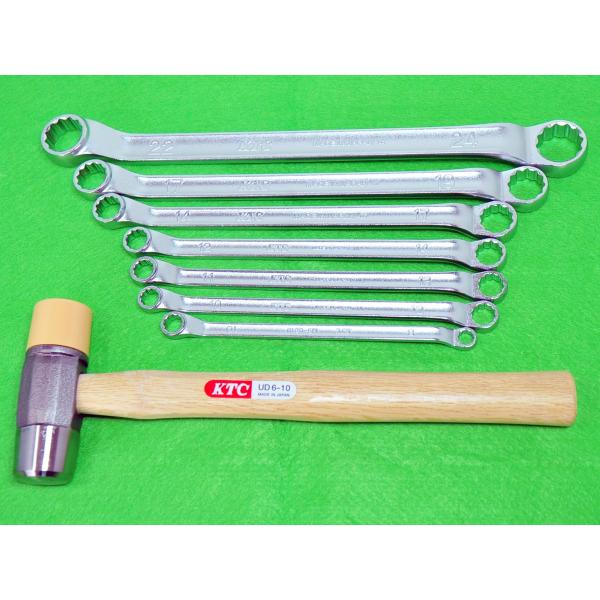 ●KTC メガネレンチ M5 7本＋コンビハンマー UD6-10●KTC ロングめがねレンチ 7本・立ち上がり角は45°×6°を採用。・M5-0810，1012，1113，1214，1417，1719，2224●KTC コンビハンマー UD...